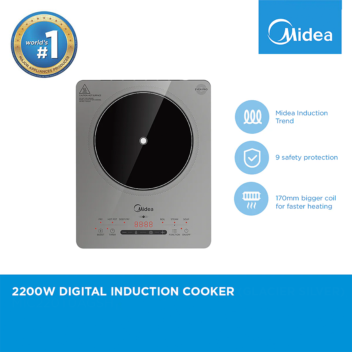Buy Midea Induction Cooker (2200W,Moonlight Grey) Online | La Rue Cambodia